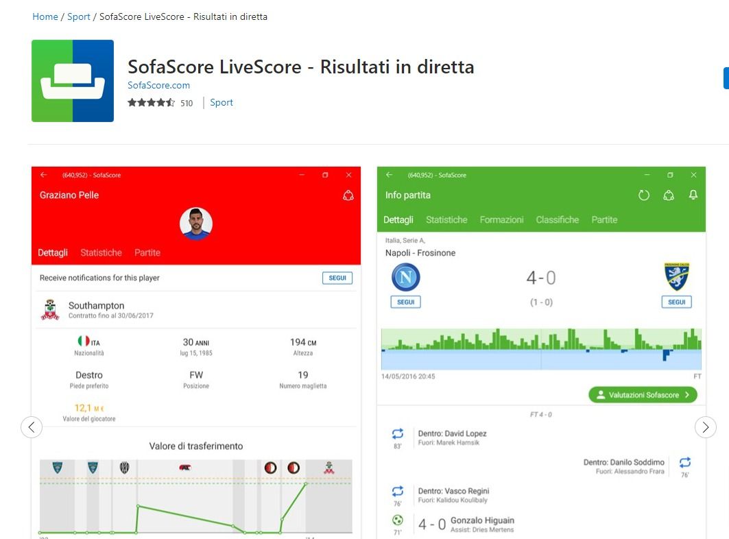 SofaScore LiveScore si aggiorna diventando finalmente una Universal App ...